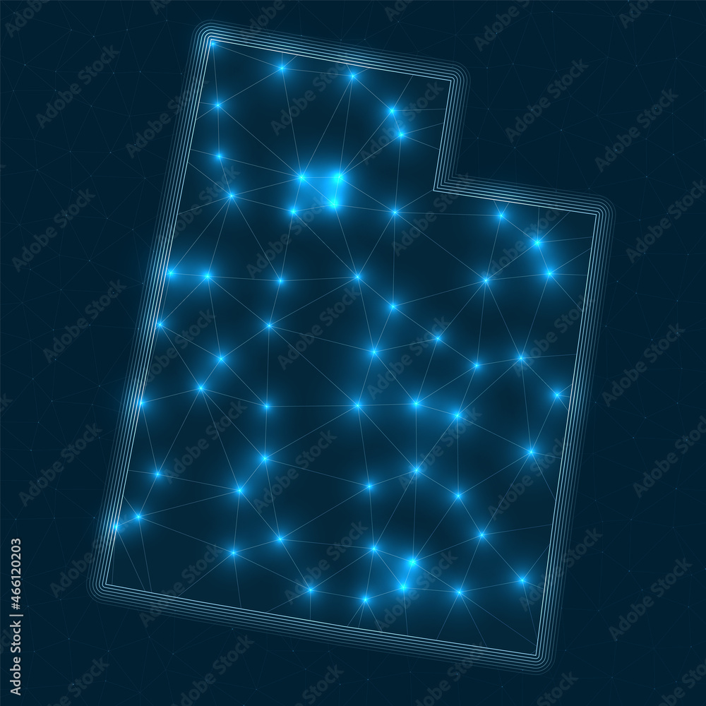 Utah network map. Abstract geometric map of the us state. Digital ...