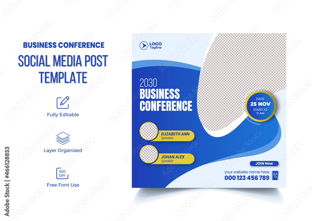 Corporate business conference post banner, Webinar digital marketing ...