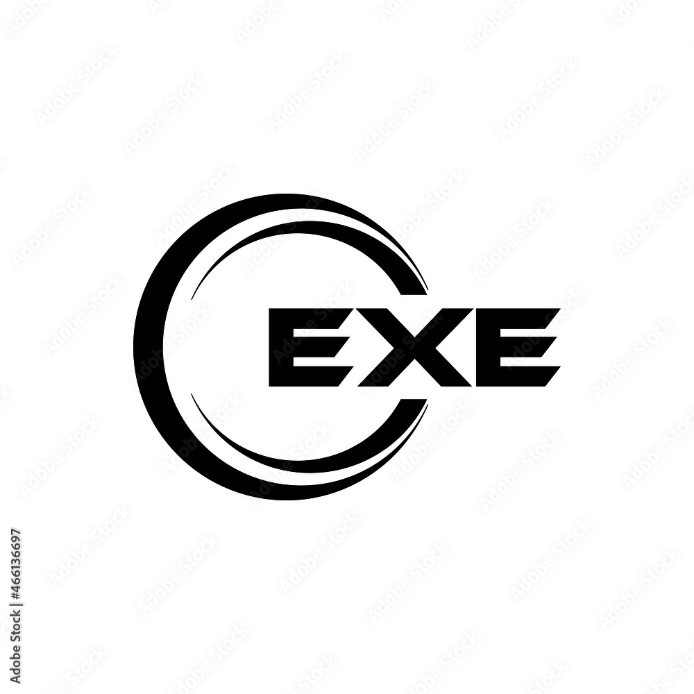 EXE letter logo design with white background in illustrator, vector ...