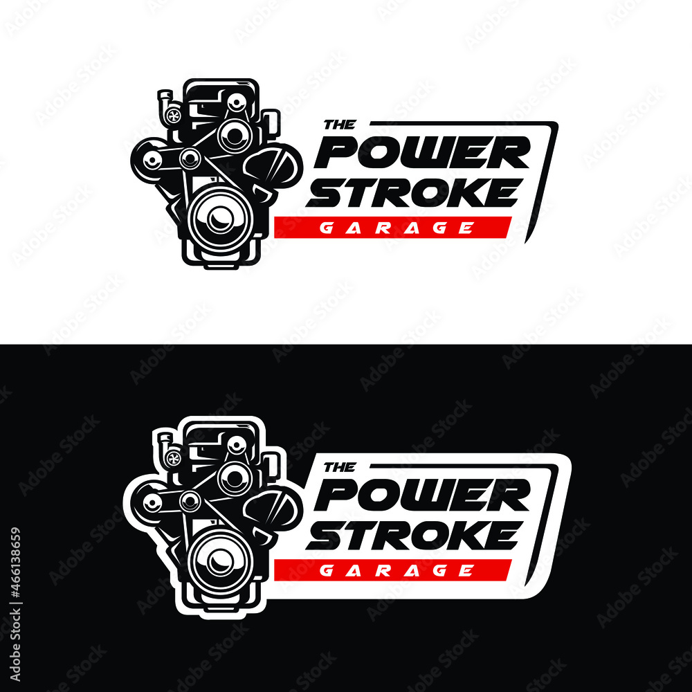 Power stroke diesel engine garage ready made logo template Stock Vector ...