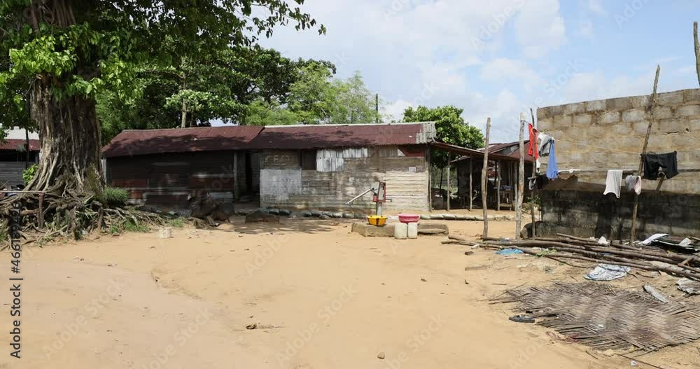 Video Stock Poor village Water borehole well pump rural Liberia. Remote ...