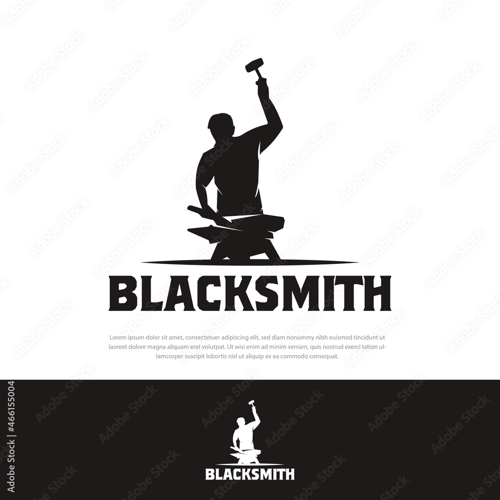 Blacksmith logo vector silhouette template Stock Vector | Adobe Stock
