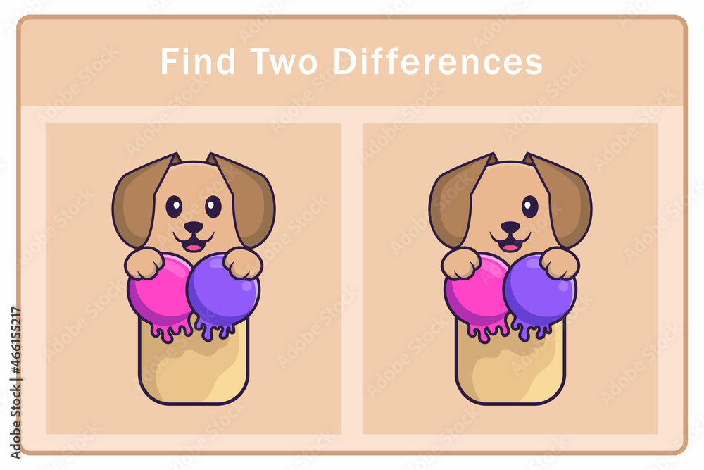 Cute dog cartoon character. Find differences. Educational game for ...