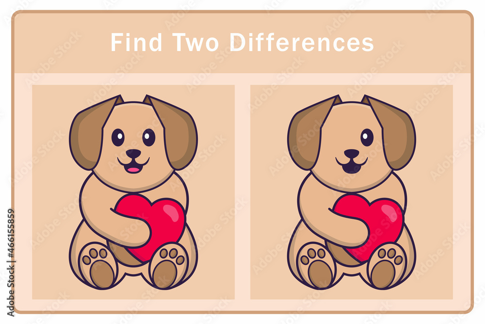 Cute dog cartoon character. Find differences. Educational game for ...