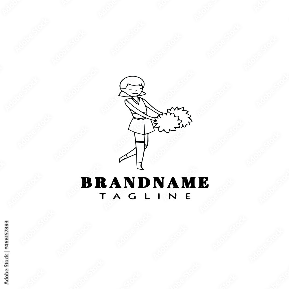 cheerleader logo cartoon icon design template black isolated cute ...