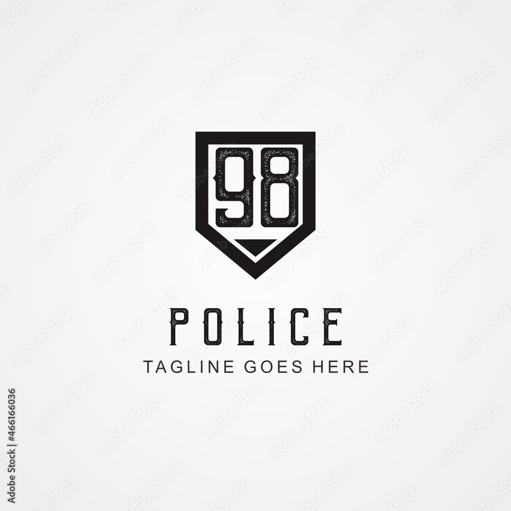 Number symbol design 98. Police special forces symbol with elegant ...