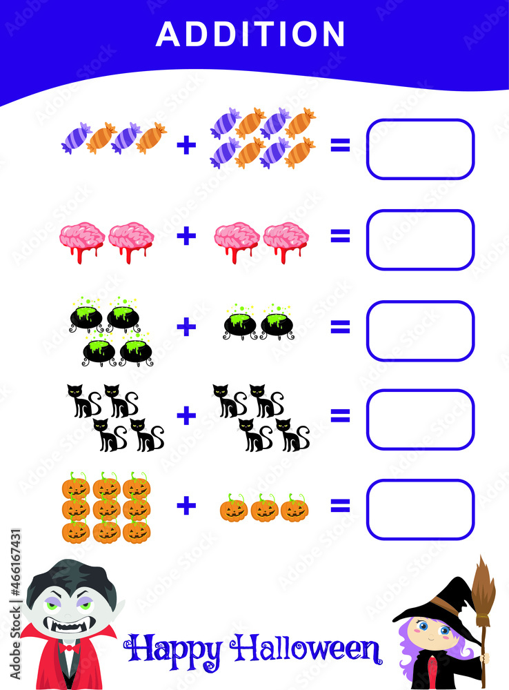 Halloween Counting Math Worksheet. Additional math worksheet for ...