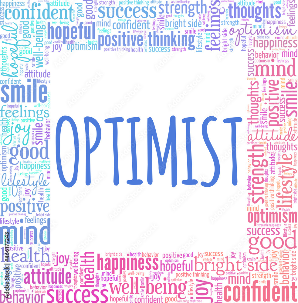 Optimist vector illustration word cloud isolated on white background ...