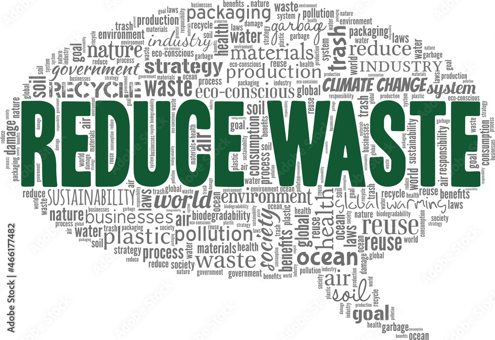 Reduce Waste vector illustration word cloud isolated on white ...