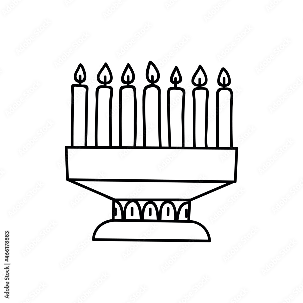 Single hand drawn traditional Kinara. Doodles vector illustration ...