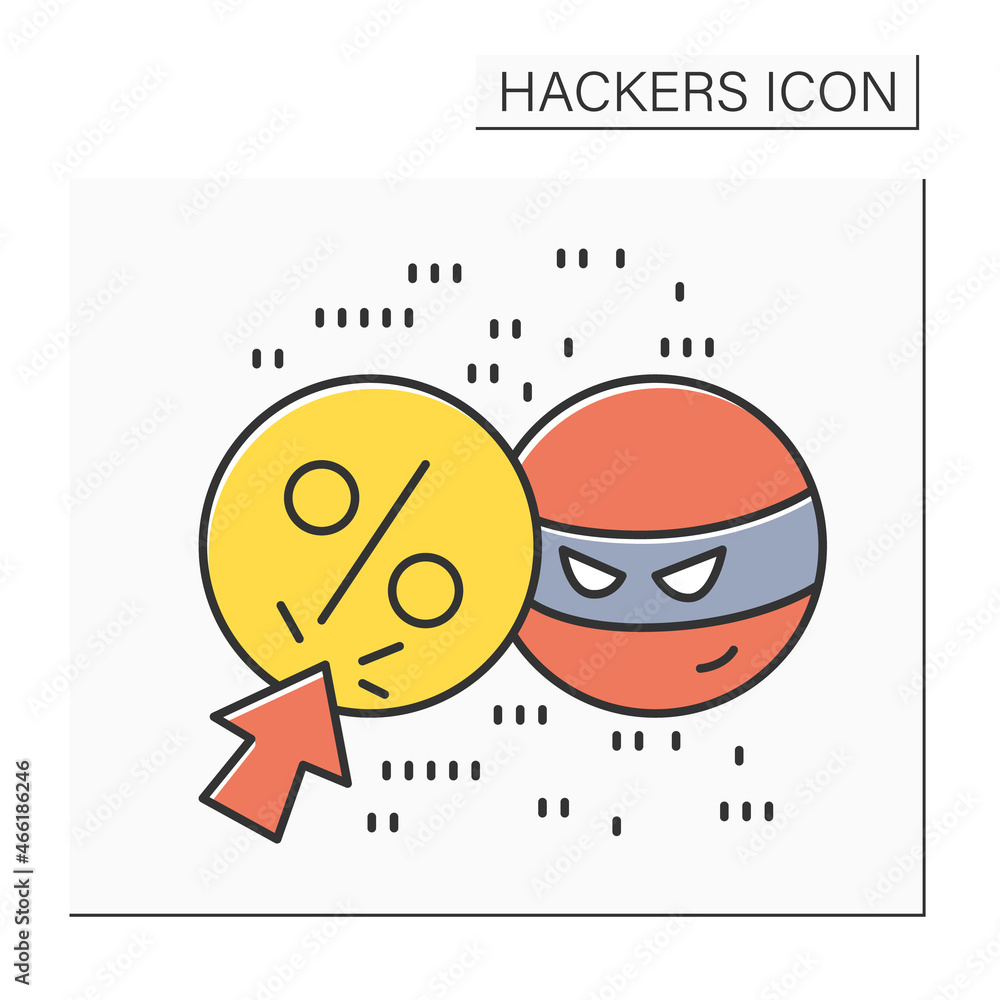 Cookie thief color icon. Hacker using fake identity for web page access ...
