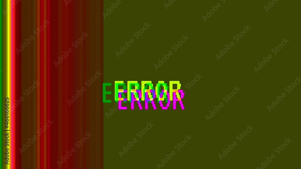 Flashing Error text on screen, distorted CRT VHS retro gaming concept ...