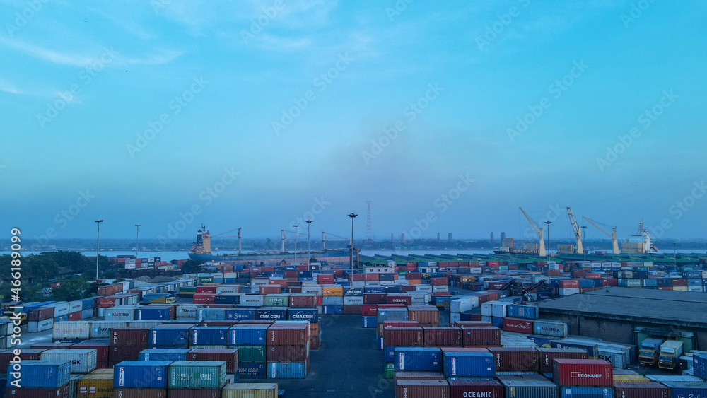 Sea Port of Bangladesh Chittagong Port Aerial View Container Dock Stock ...