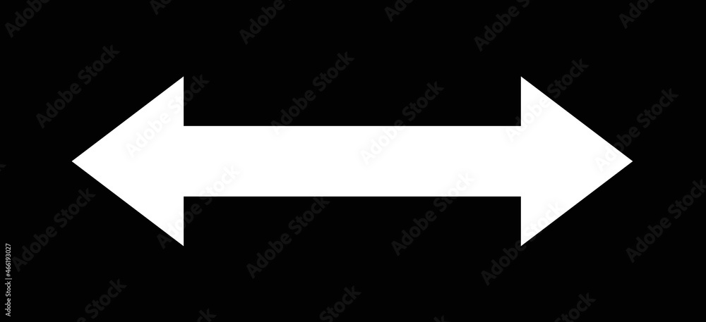 Double arrow icon, two side simple icon vector, White Arrow Isolated on ...