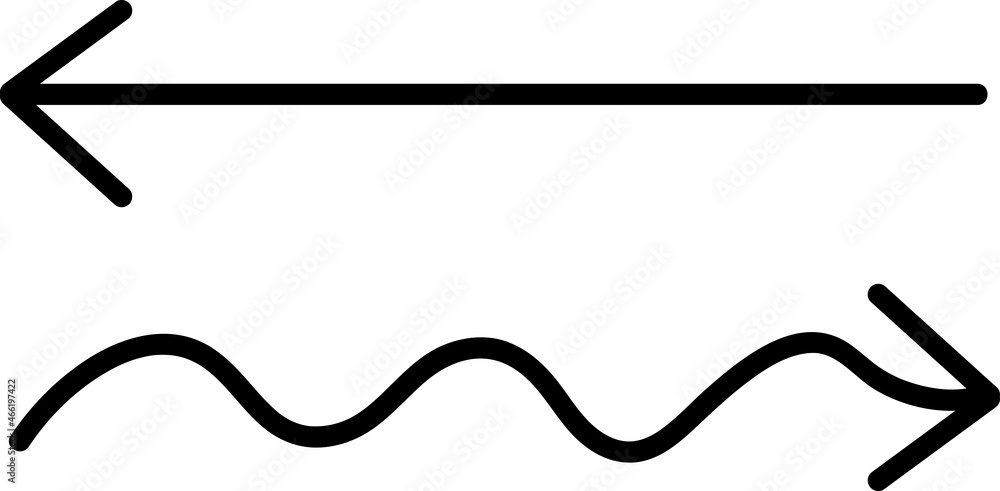 Straight and wavy arrow. Left and right directions. Hand draw element ...