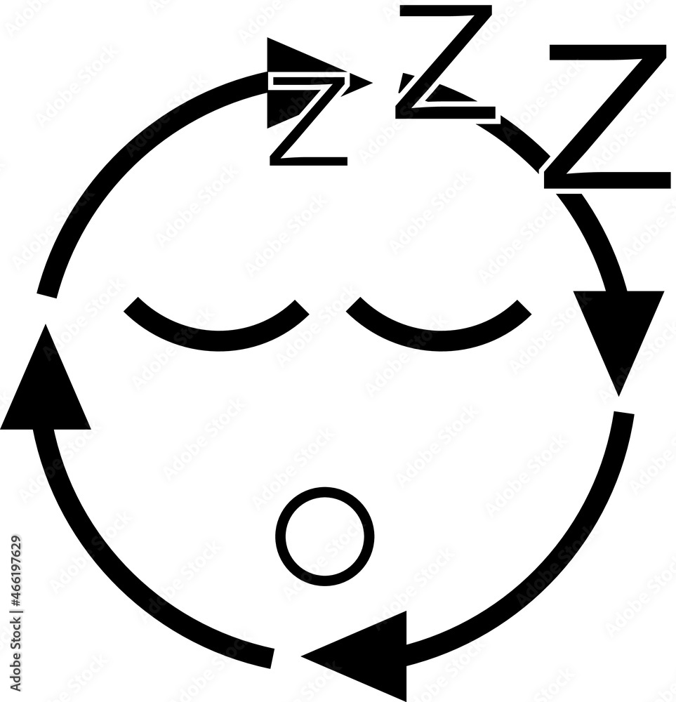 Four arrows. Circle rotation icon vector. Circle arrow sleeping symbol ...