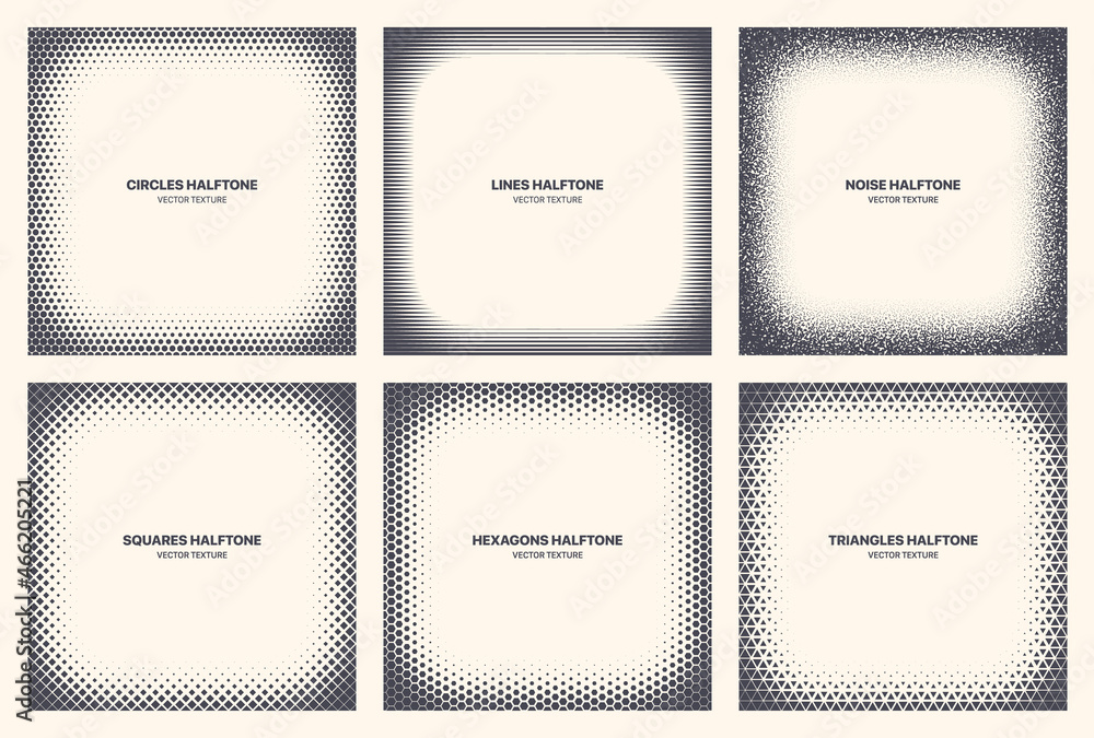 Different Variations Halftone Texture Set Vector Abstract Geometric ...