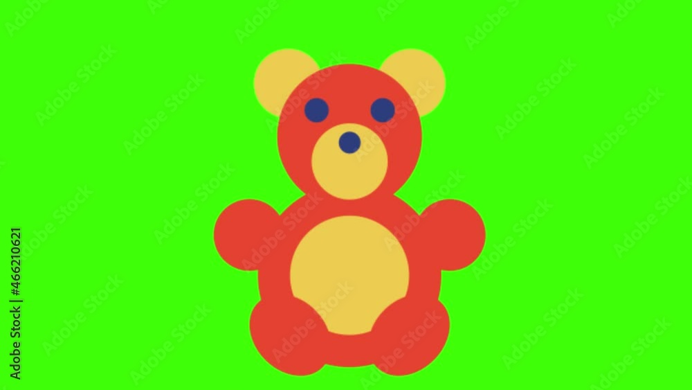 A 2D animated illustration of a teddy bear on a green screen Stock ...