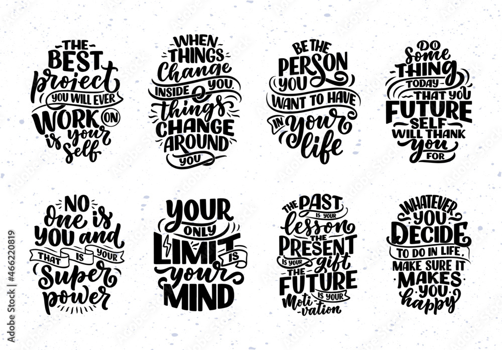 Set with lettering slogans about be yourself. Funny quotes for blog ...