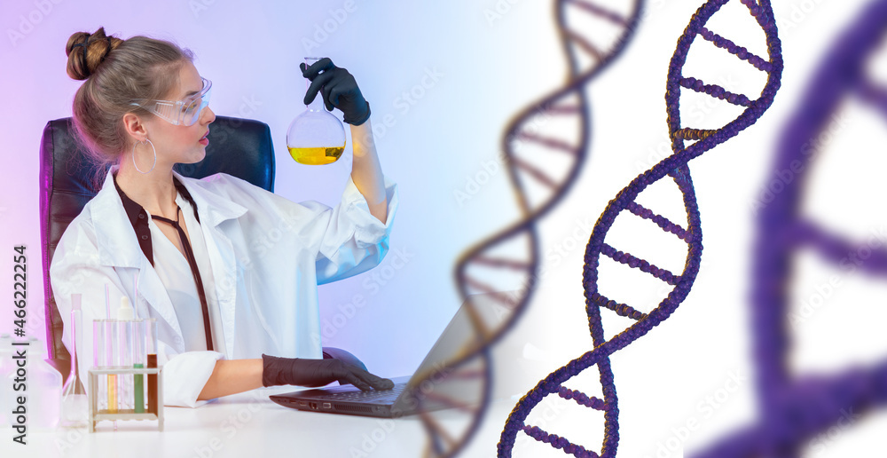 Stockfoto med beskrivningen Study of human RNA. Ribonucleic acid in a ...