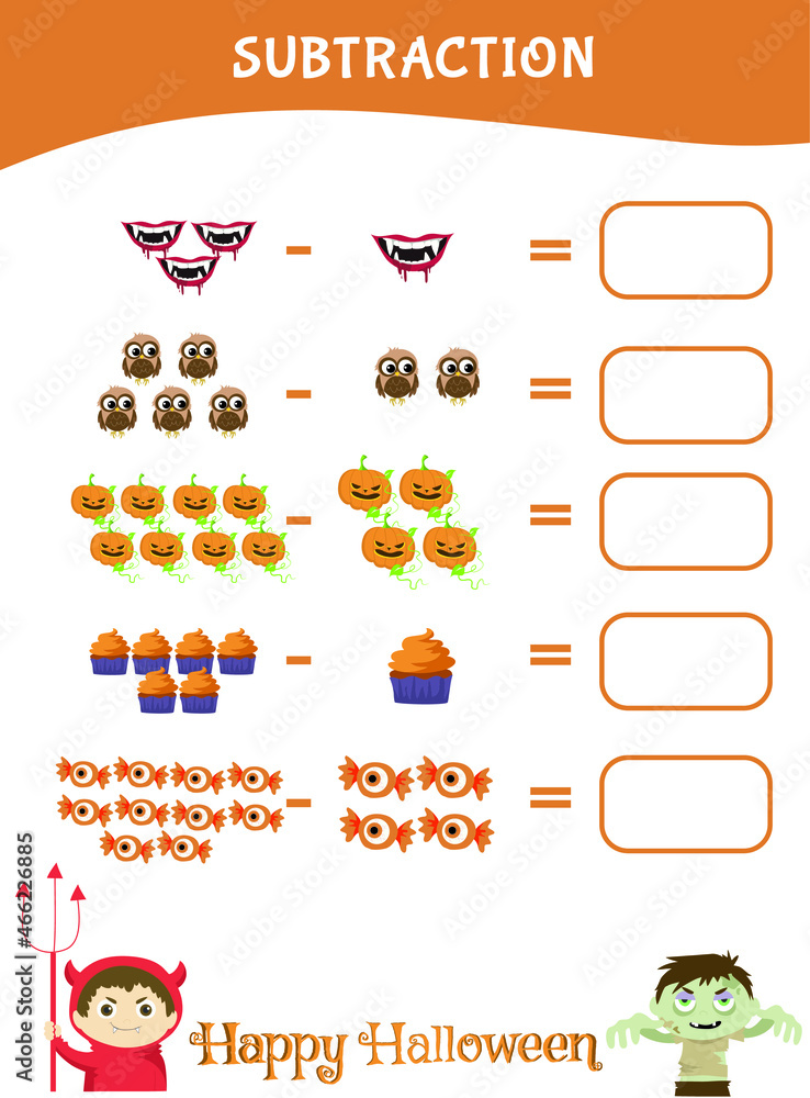 Halloween Counting Math Worksheet. Additional math worksheet for ...
