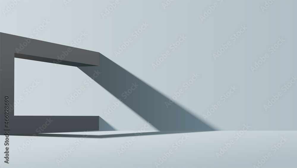Studio with geometric shape and shadow from it. Minimalistic background ...