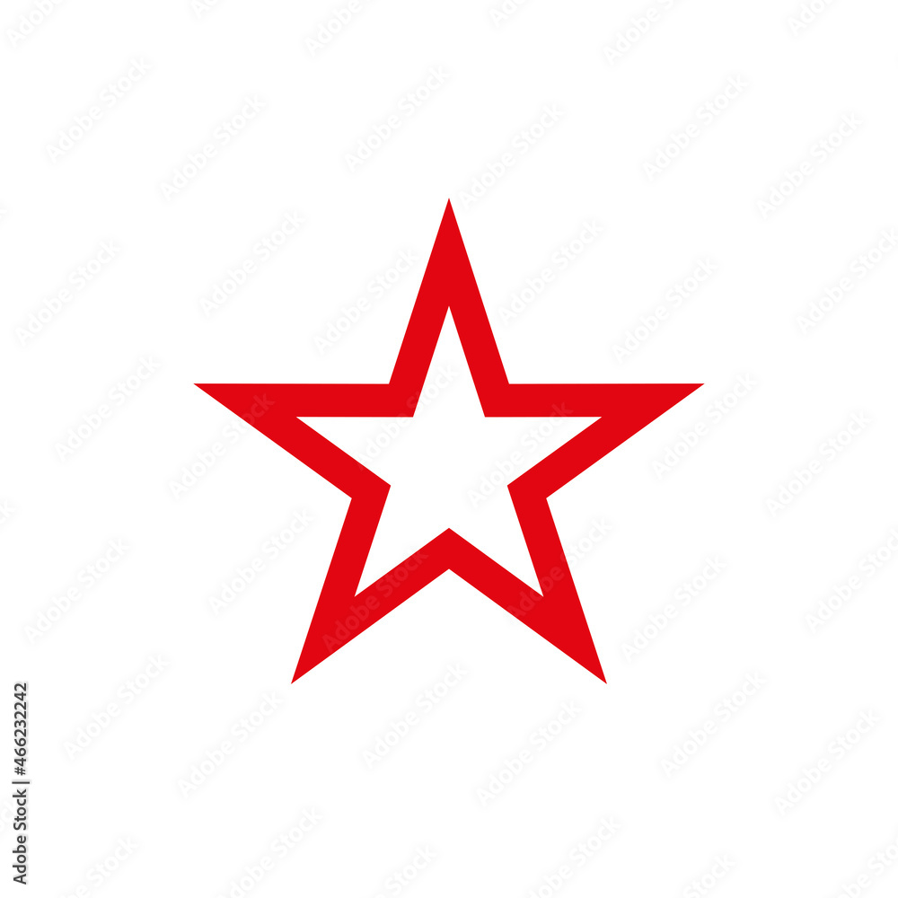 Contour red star. Heraldic sign, five-pointed star. The symbol of the ...
