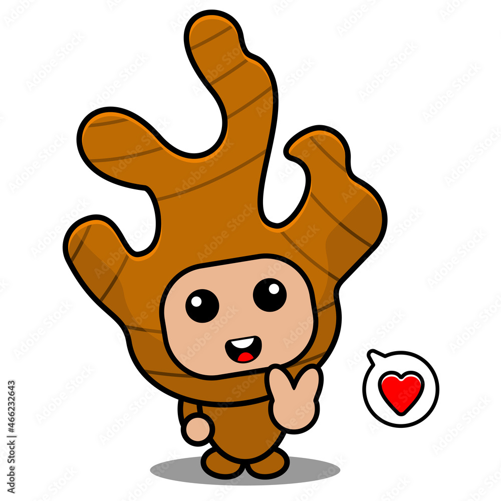 cartoon vector cute ginger spice mascot costume character with love ...