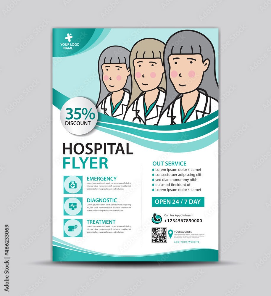 Hospital flyer template, Brochure Cover healthcare, Medical brochure ...