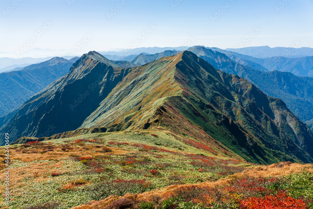 Mount Mantaro viewed from the top of Mount Tanigawa. Stock Photo ...