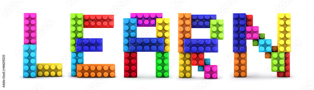 Word learn made of colorful building block. 3d letter. 3d illustration ...