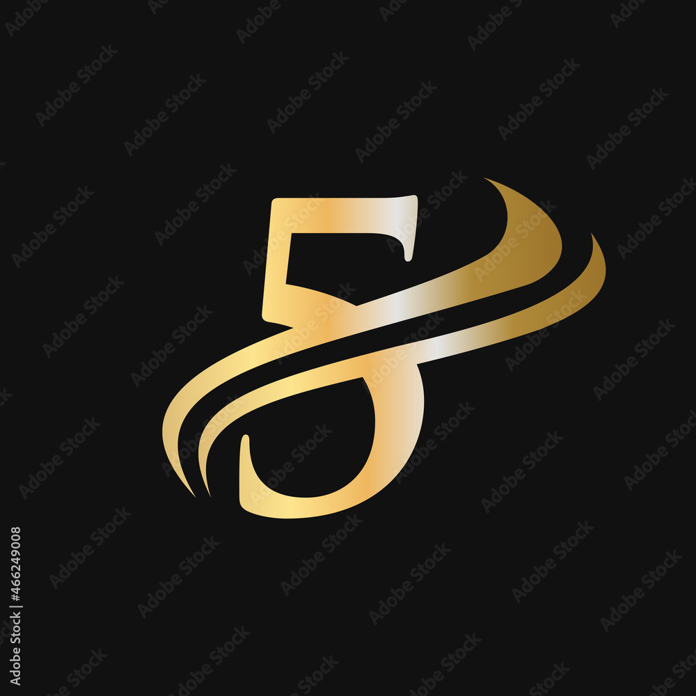 5 Letter Logo Luxury Concept. Initial 5 Logo Design Golden Monogram ...
