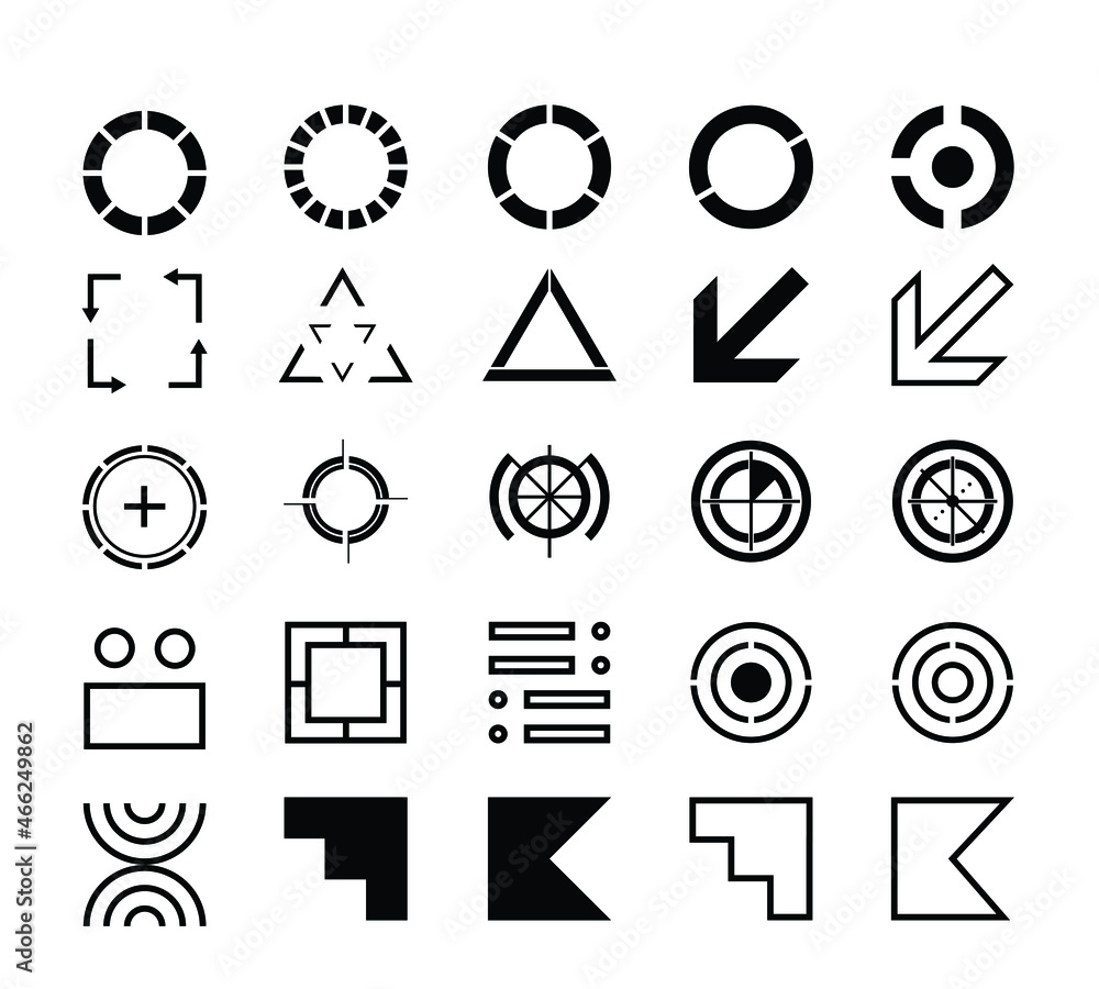 set of abstract futuristic icons for cyber theme design element ...