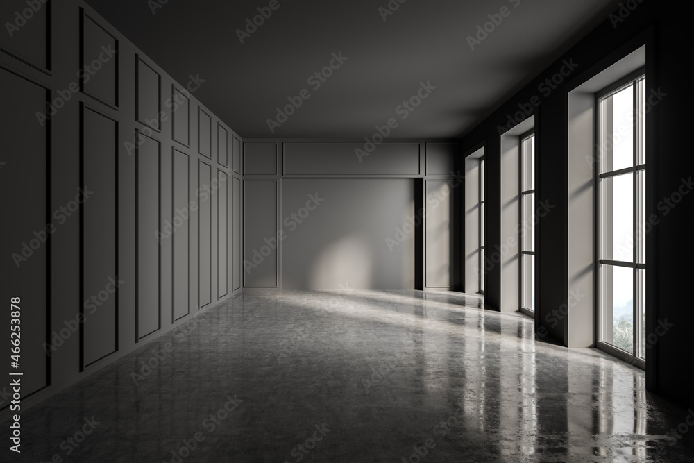Empty dark grey living room Stock Illustration | Adobe Stock