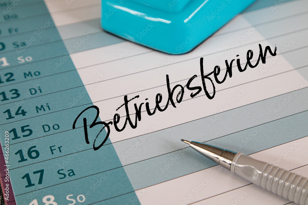 Kalender Betriebsferien Stock Photo | Adobe Stock