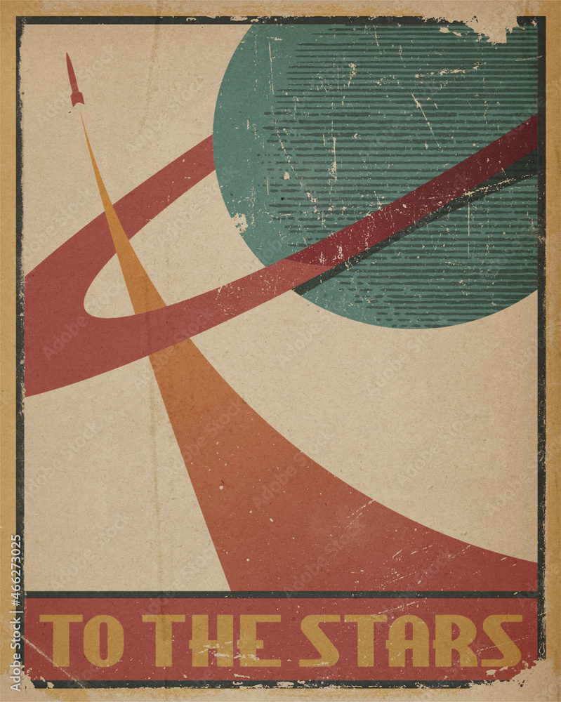 Photo & Art Print Retro Futurism Space Flight Propaganda Poster, patila