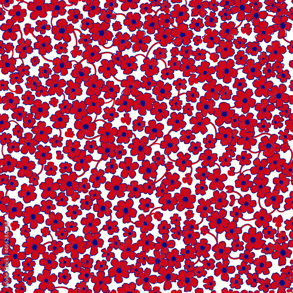 Vetor de Seamless tile of floral print/design at life-size scale for ...