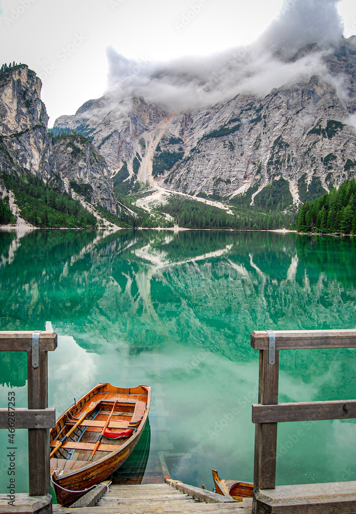 Pragser Wildsee Lago di Braies Stock Photo | Adobe Stock