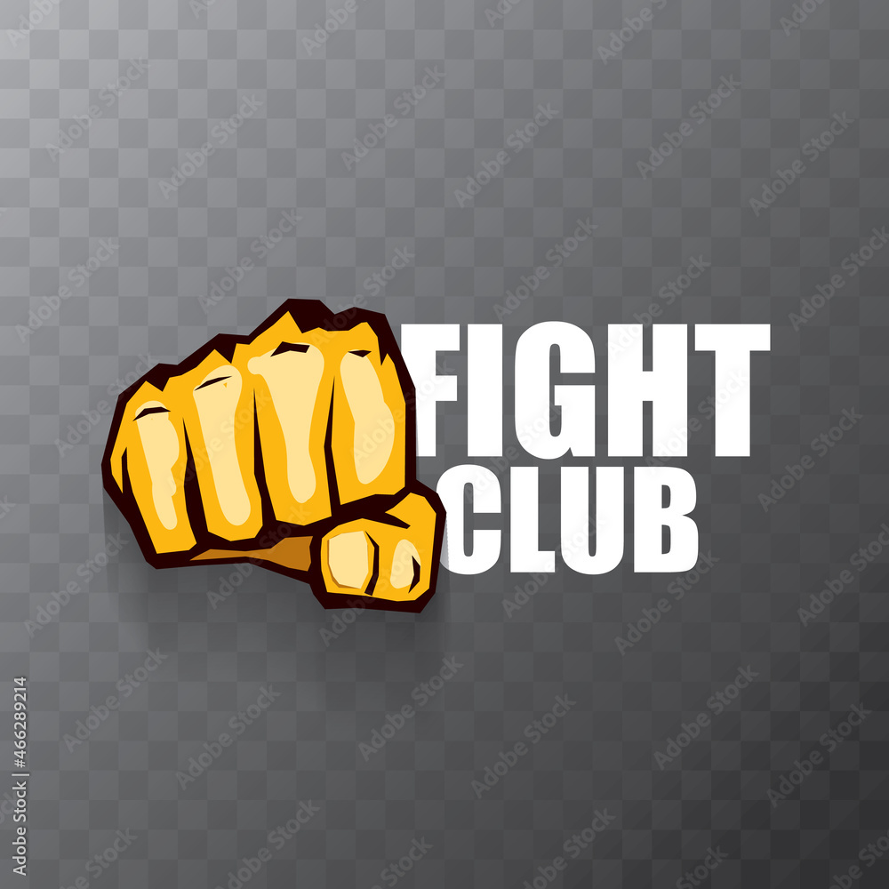 fight club vector logo with orange man fist isolated on transparent ...
