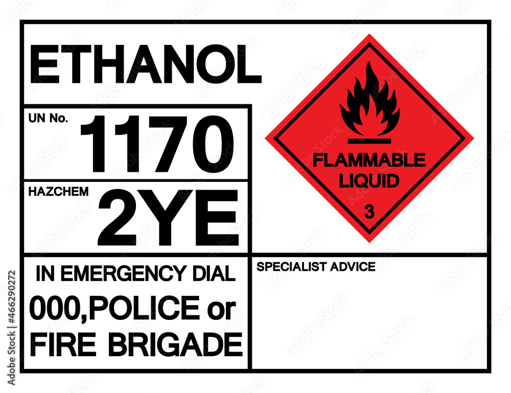 Ethanol UN1170 Symbol Sign, Vector Illustration, Isolate On White ...