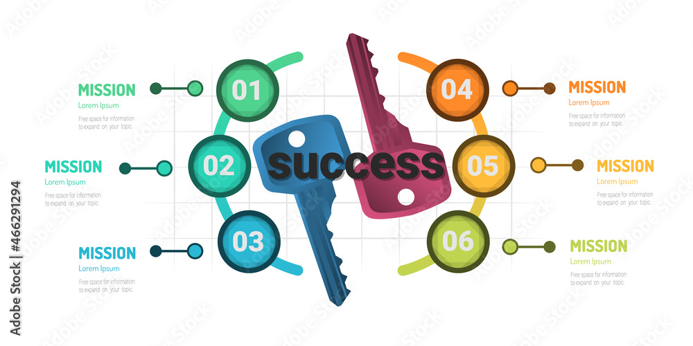 Infographic key design template for Presentation business, can be used ...