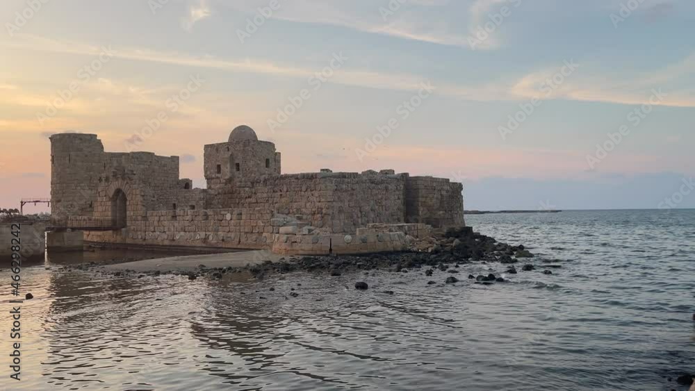 The city of Sidon in Lebanon. Sidon Sea Castle, built by the crusaders ...