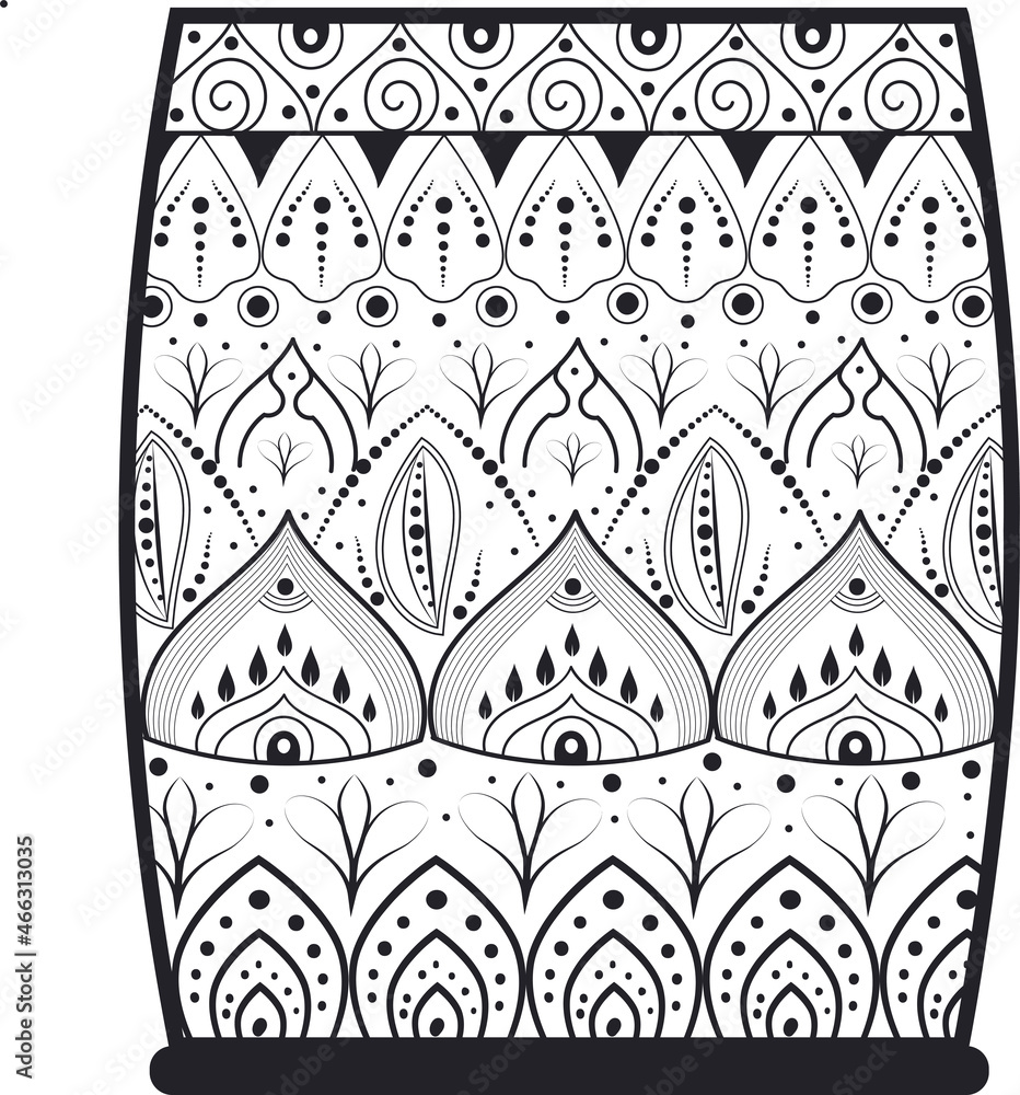 Zentangl flower pot. Decorative mandala design with hand-drawn flower ...