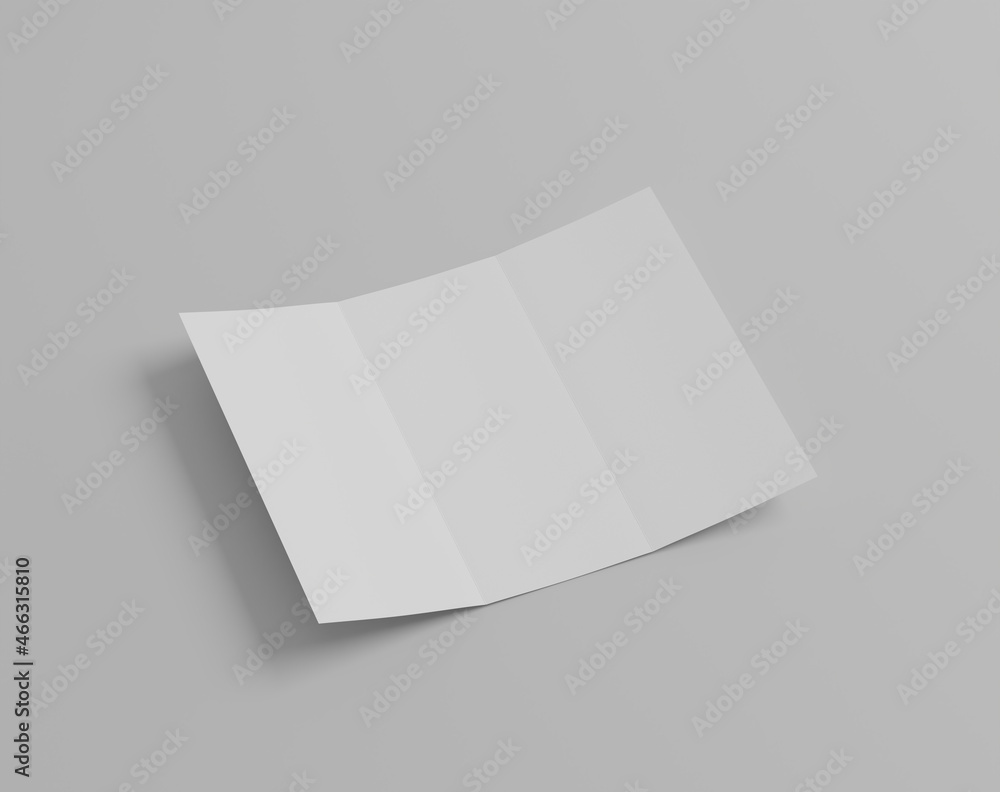 Blank tri fold paper on the empty background, a4 brouchure, three fold ...