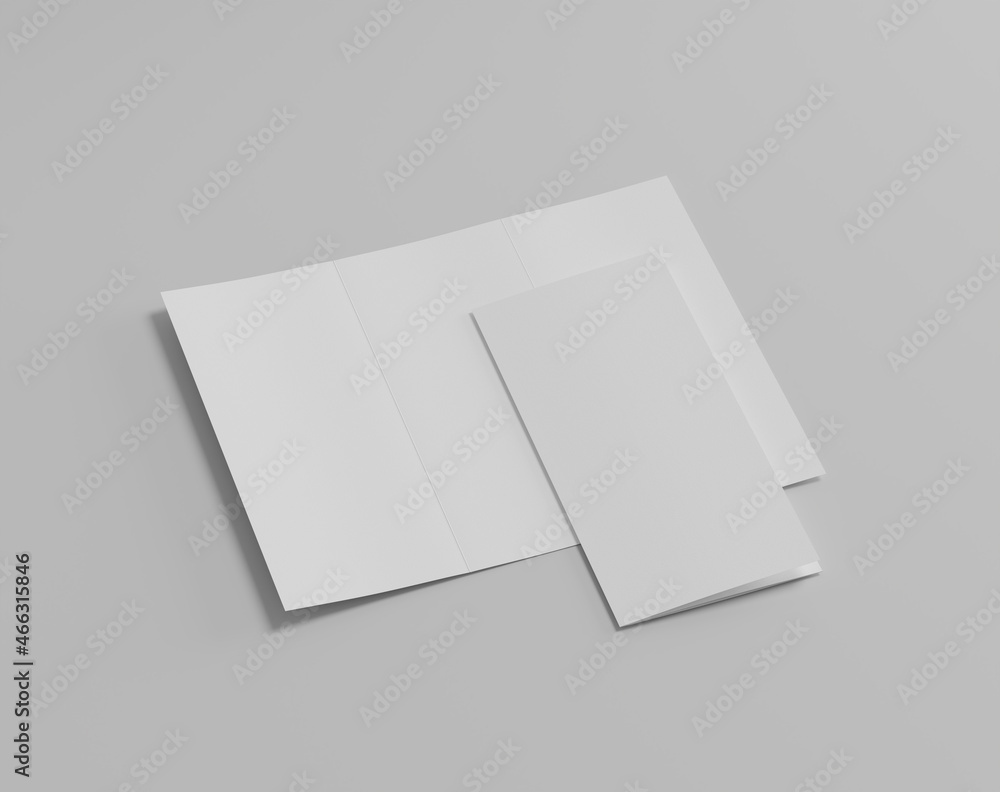 Blank tri fold paper on the empty background, a4 brouchure, three fold ...