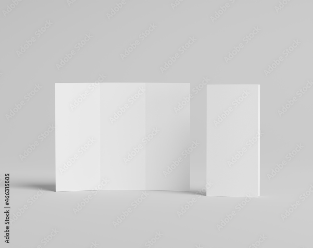 Blank tri fold paper on the empty background, a4 brouchure, three fold ...