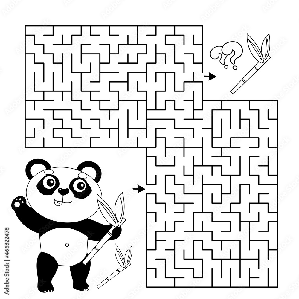 Maze or Labyrinth Game. Puzzle. Coloring Page Outline Of cartoon little ...