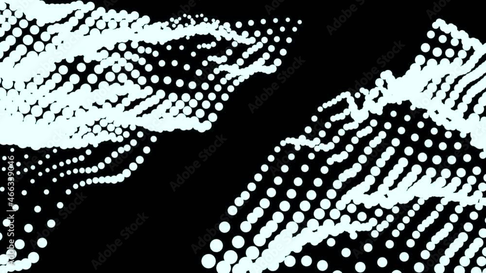 Dots move in waves on colored background. Design. White dots move in ...