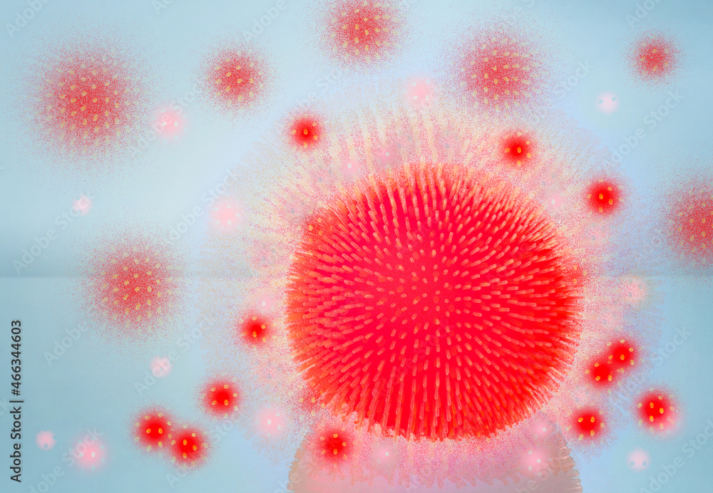 Coronavirus cell. Destruction of the shell. Mutation. Reproduction. Stock Illustration | Adobe Stock