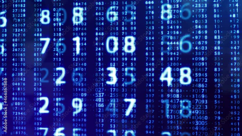 3d loop background, concept of digital data processing, calculation and visualization of ...